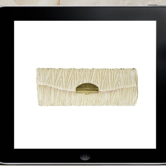 Makeup | Tan Pleated Fabric Pattern Lipstick Case Holder W Mirror ...